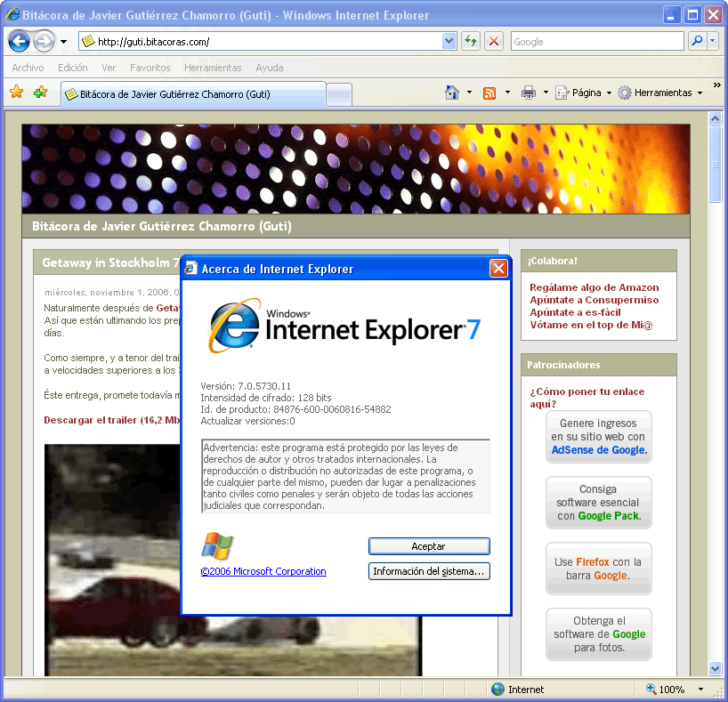 Windows Internet Explorer 7 | Bitácora de Javier Gutiérrez Chamorro (Guti)